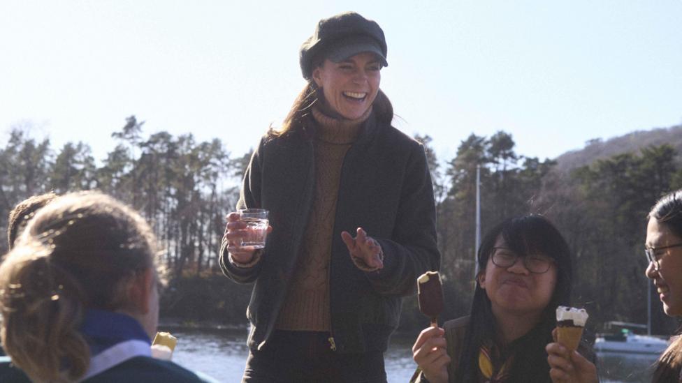 Cumbria scouts surprise visit from Princess Kate at Windermere - BBC News