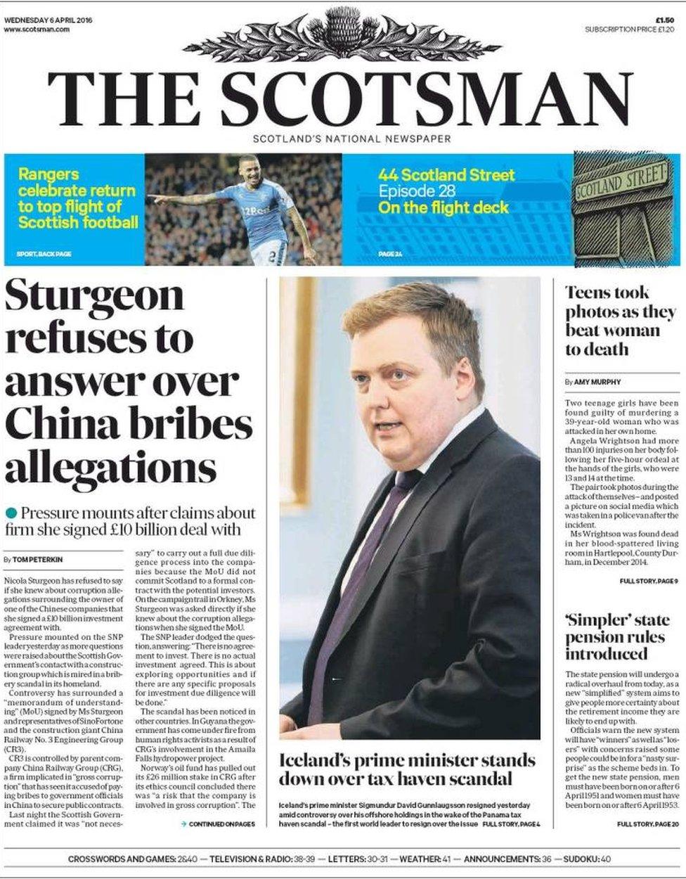 Scottish papers: China deal and Granny gives birth - BBC News