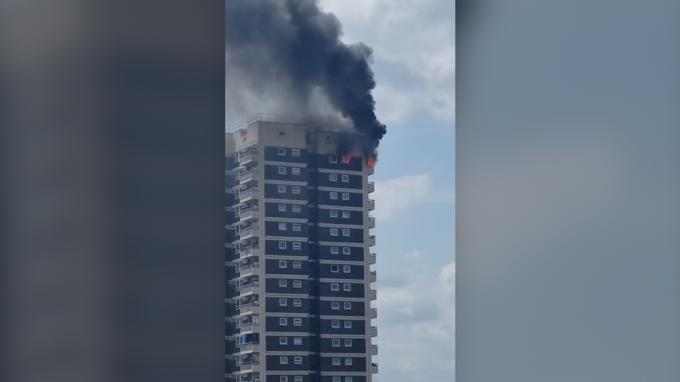 Salford tower block fire: Residents evacuated from flats - BBC News