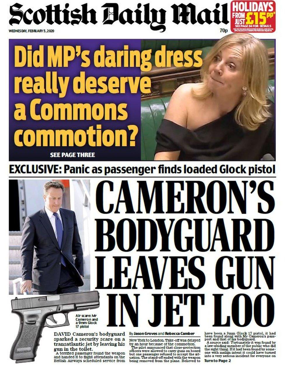 Scotland's papers: Cameron bodyguard's gun blunder and Morelos fury ...