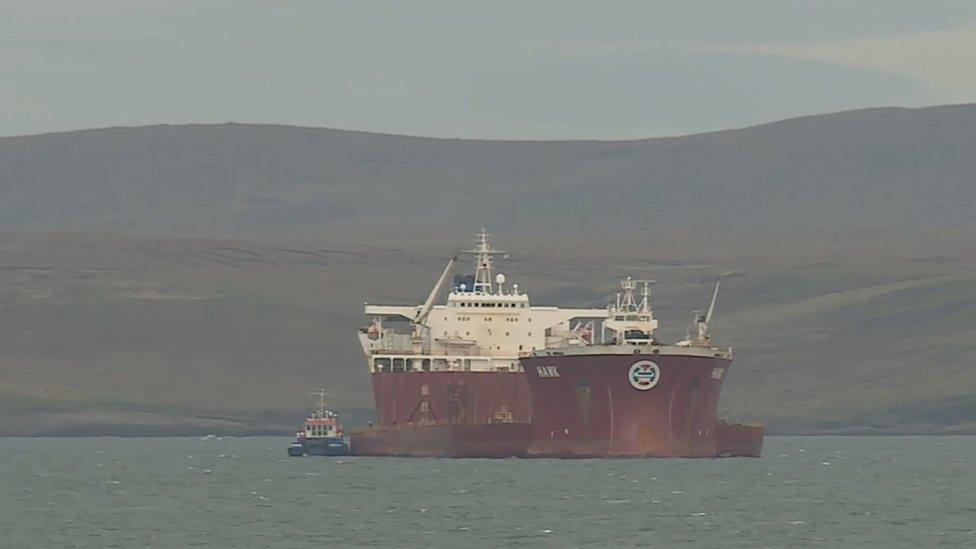 Transocean Winner transport ship Hawk arrives off Lewis - BBC News