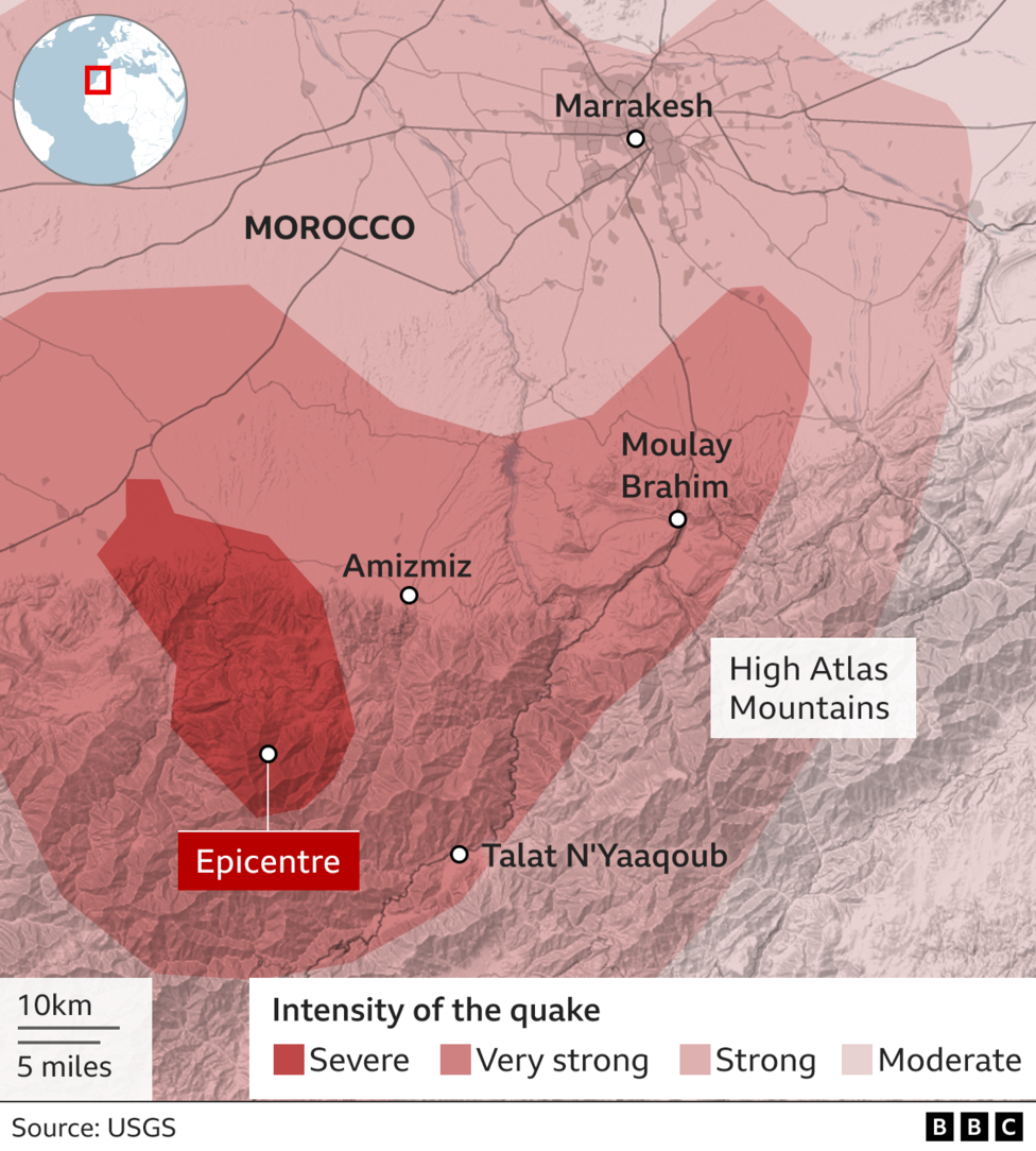 Morocco earthquake movement mapped from space - BBC News