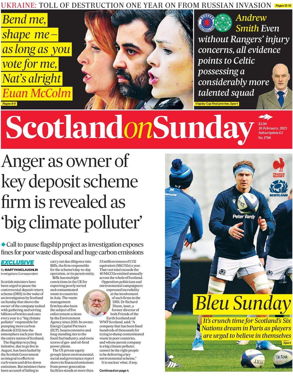 Scotland's papers: Forbes' vow to scrap bottle scheme and tug tragedy ...