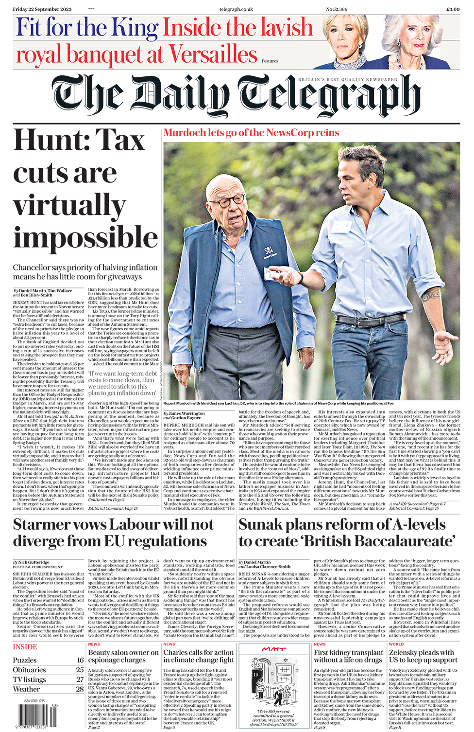 Interest rates 'hit peak' and Murdoch 'ends reign' - BBC News