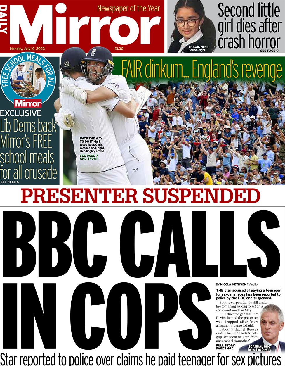 'BBC suspends star' and 'calls in police' - BBC News