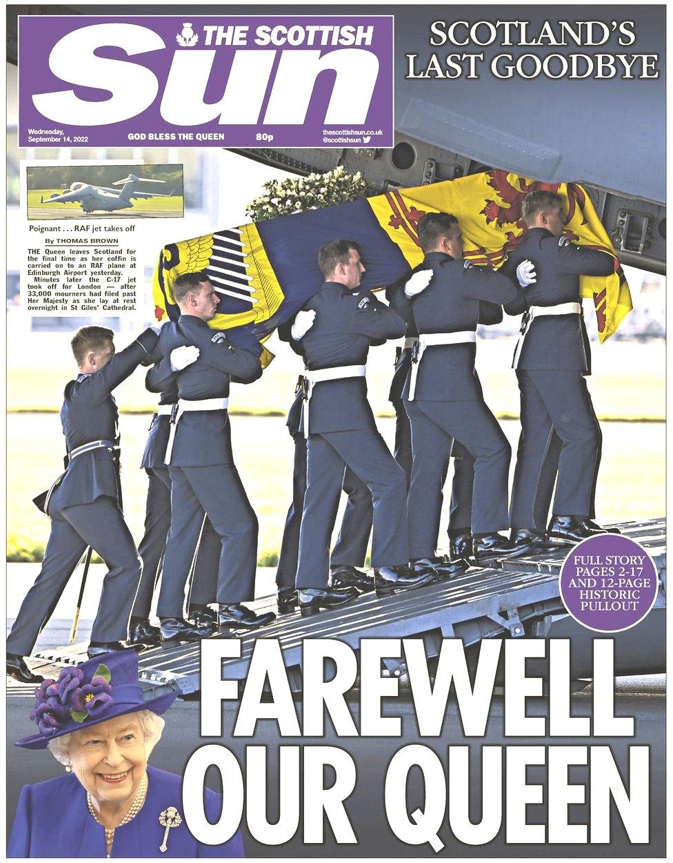 Scotland's papers: Nation bids final farewell to the Queen of Scots ...