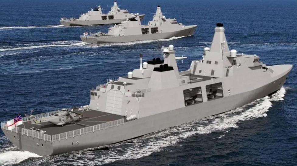 Pioneering Royal Navy frigate takes to the water - BBC News