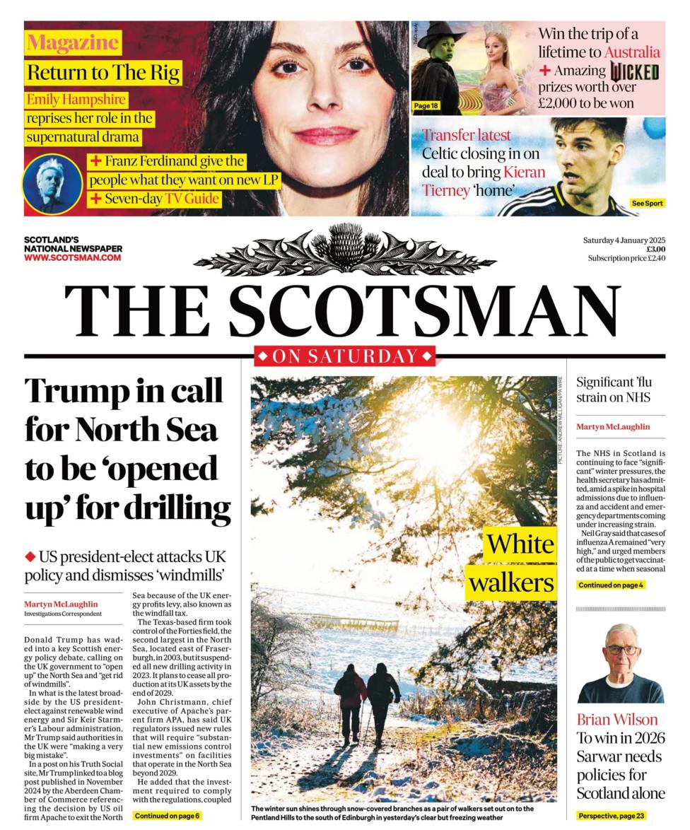 Scotland's papers: Flu surge and Trump oil demand - BBC News