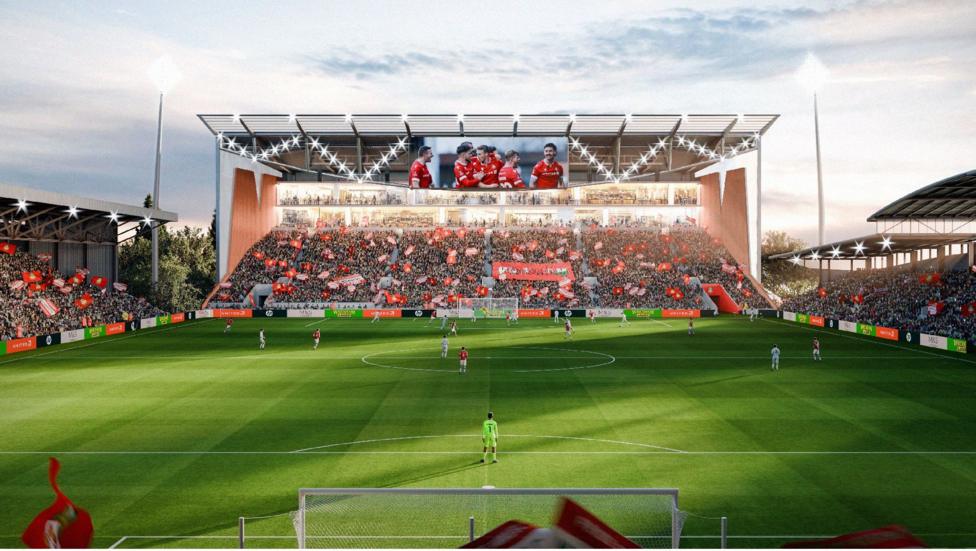 Wrexham: Club unveil revised design for new Kop stand at Stok Raceourse ...