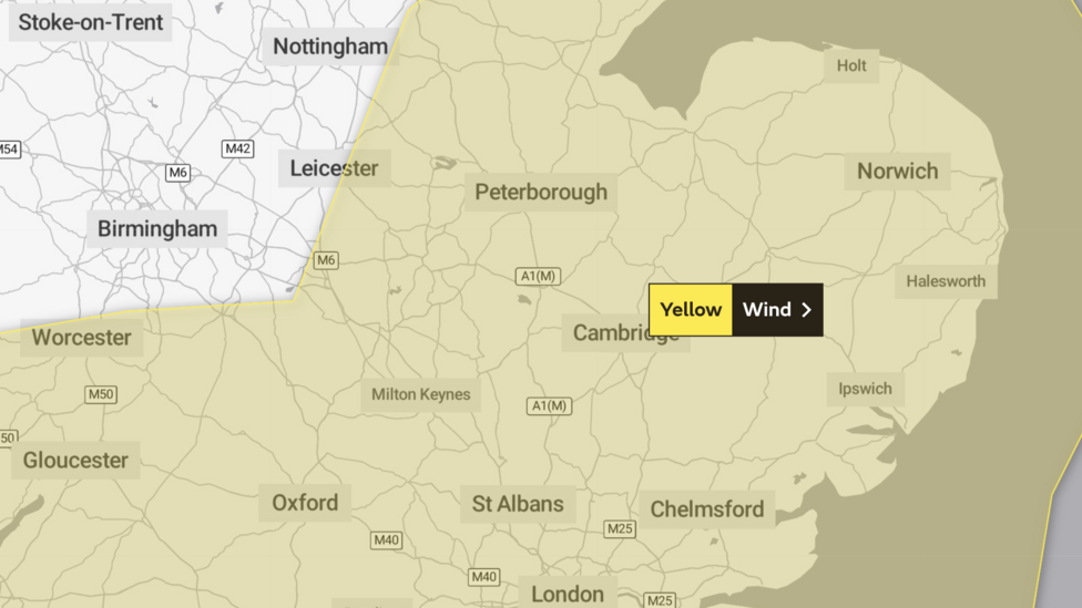 Yellow weather warning issued for high winds across East of England ...