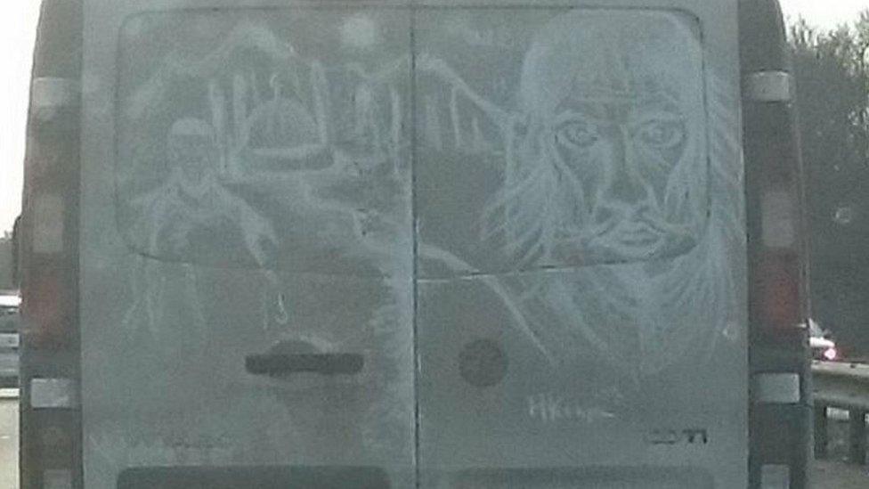 Essex 'Van' Gogh makes art on mucky vans to 'make drivers smile' - BBC News