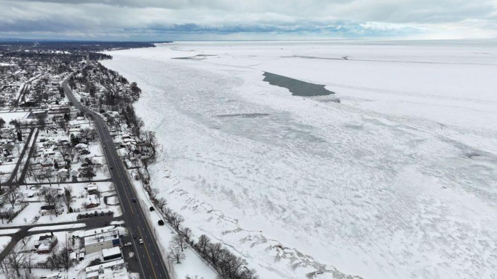WATCH: Satellite images reveal how Lake Erie has frozen over - BBC Weather