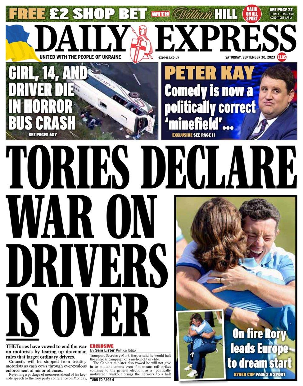 'PM eyes motorists' vote' and 'Coach crash tragedy' - BBC News