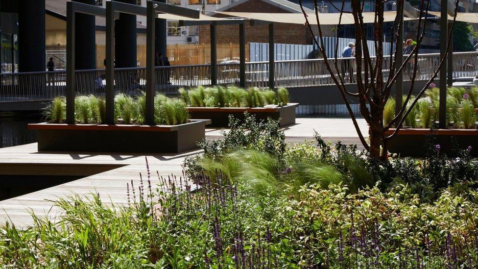 Paddington Basin floating park 'London's first' - BBC News