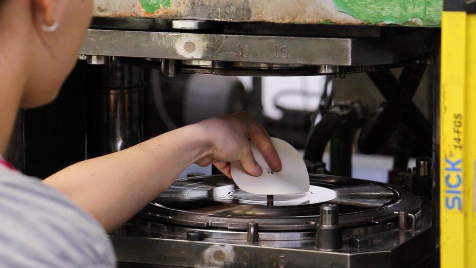 The vinyl is put into the main press
