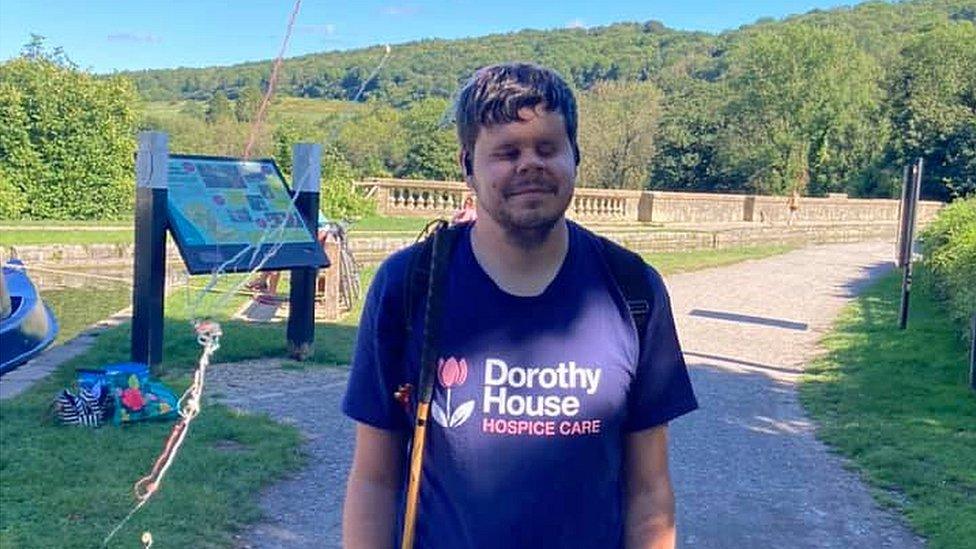 Timsbury man finishes second solo walk without sight - BBC News