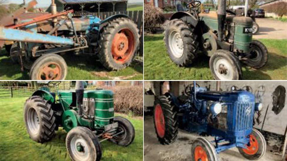 Vintage tractors sell for £170,000 at farm auction - BBC News