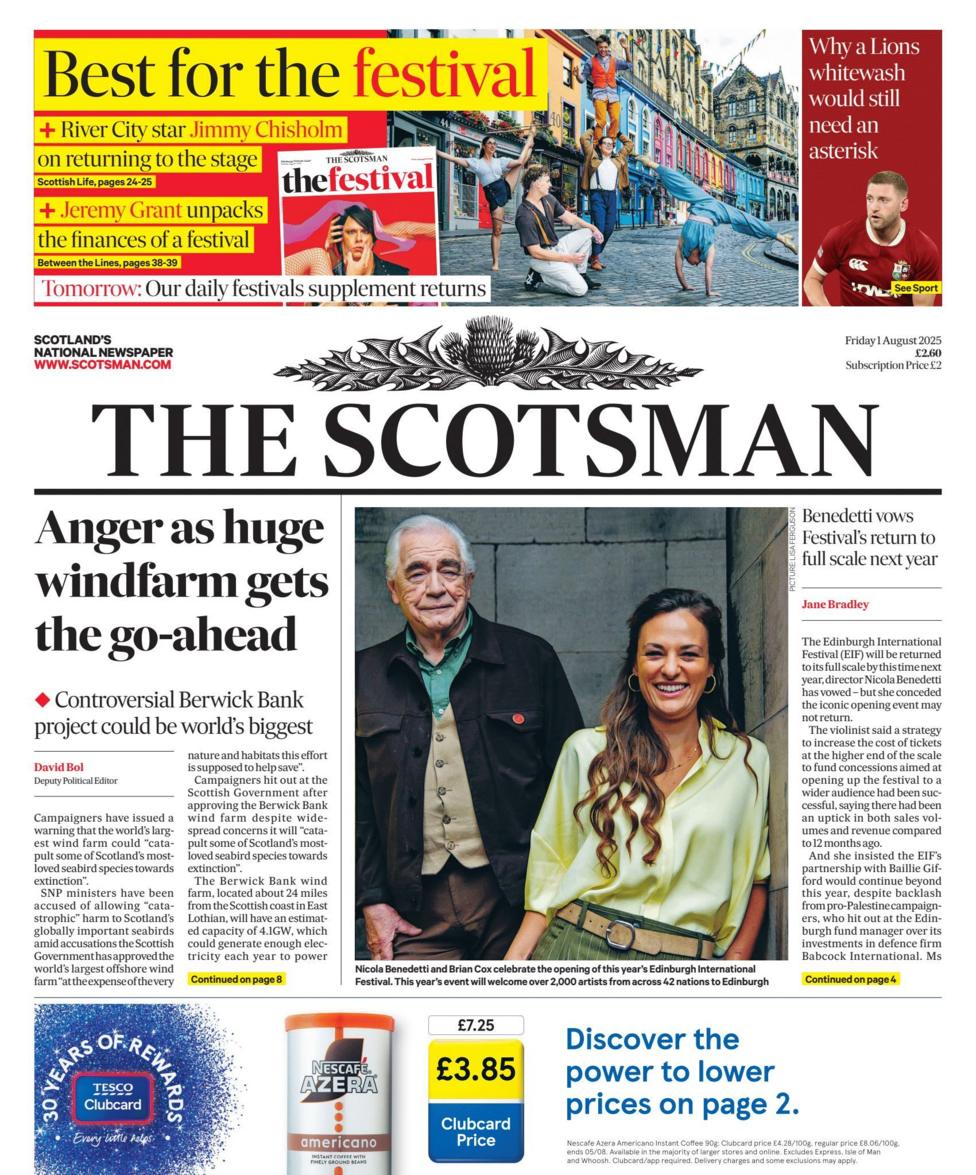 Scotland's papers: 'Anger' at huge wind farm and boy attacked in tent ...
