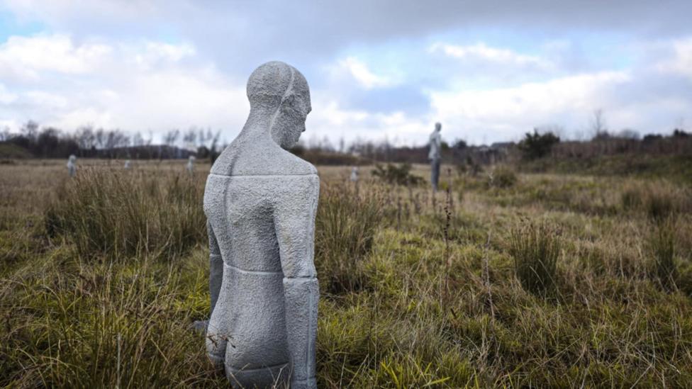Wrexham: 'Creepy' sculptures appear near former Brymbo Steelworks - BBC ...