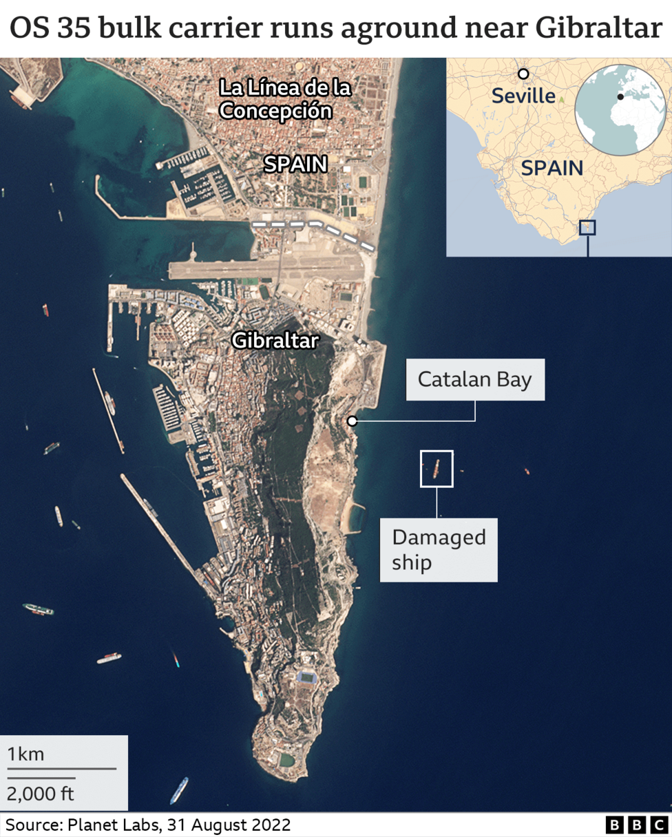 Gibraltar collision: Race to remove fuel from stricken ship - BBC News