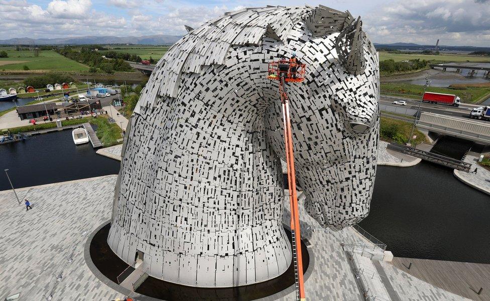 High-wire team give Kelpies their first health check - BBC News