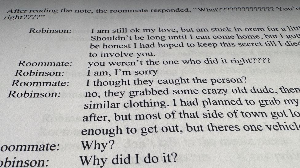 Read the text messages between Charlie Kirk accused and roommate - BBC News