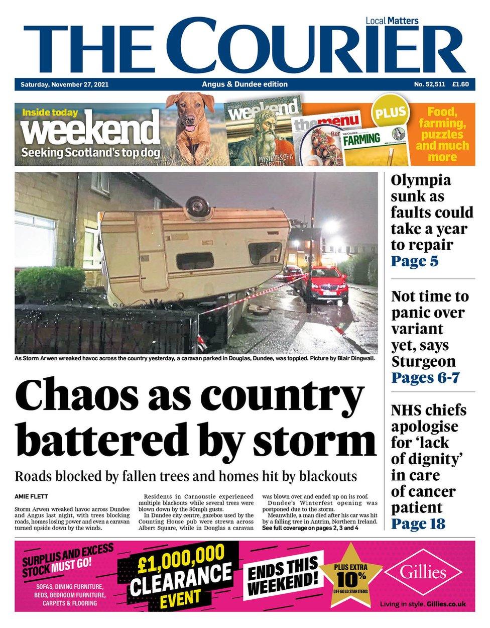 Scotland's papers: Omicron variant fears and storm chaos - BBC News