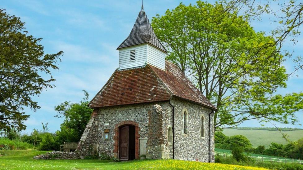 Inside the 'smallest church in Sussex' in the South Downs - BBC News