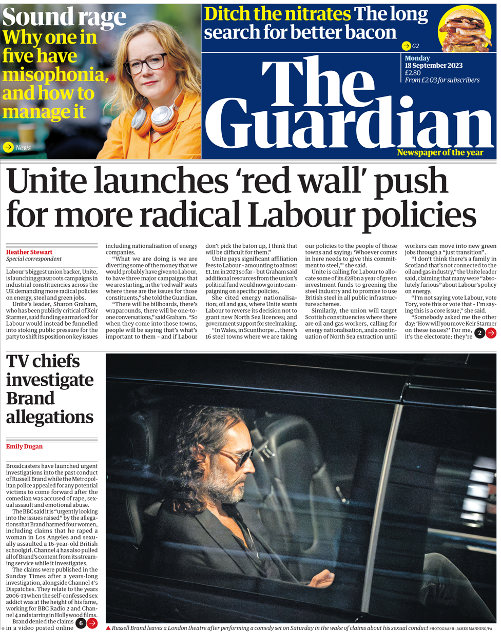 More Brand reaction and Unite 'launches red wall push' - BBC News
