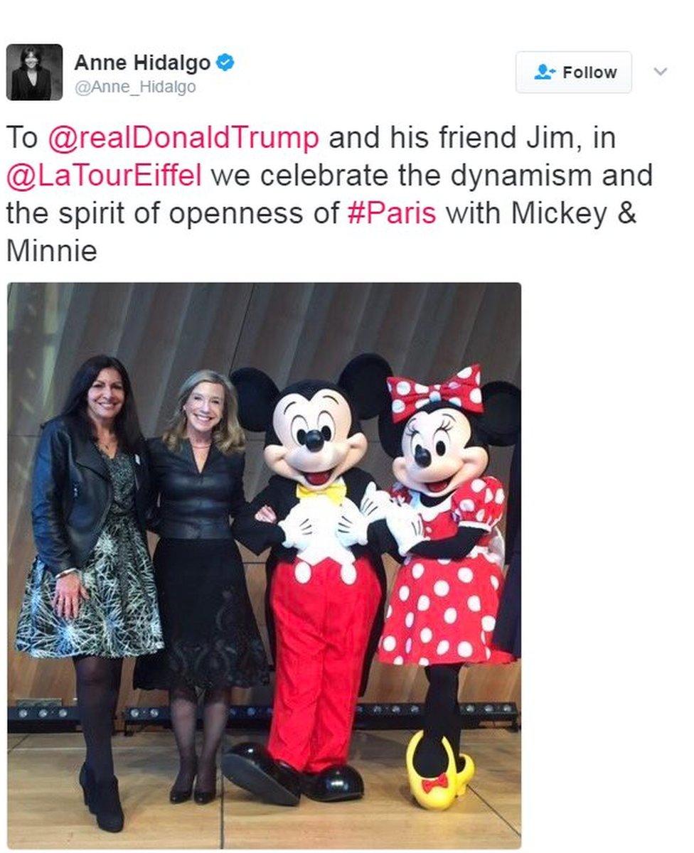 Trump Paris jibe: Mayor uses Mickey Mouse to fight back - BBC News