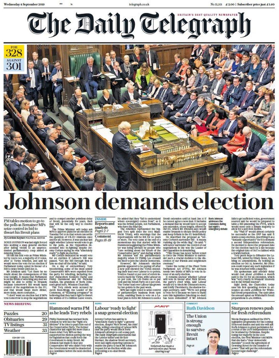 Scotland's papers: Johnson loses 'vote', 'control' and 'the plot' - BBC ...