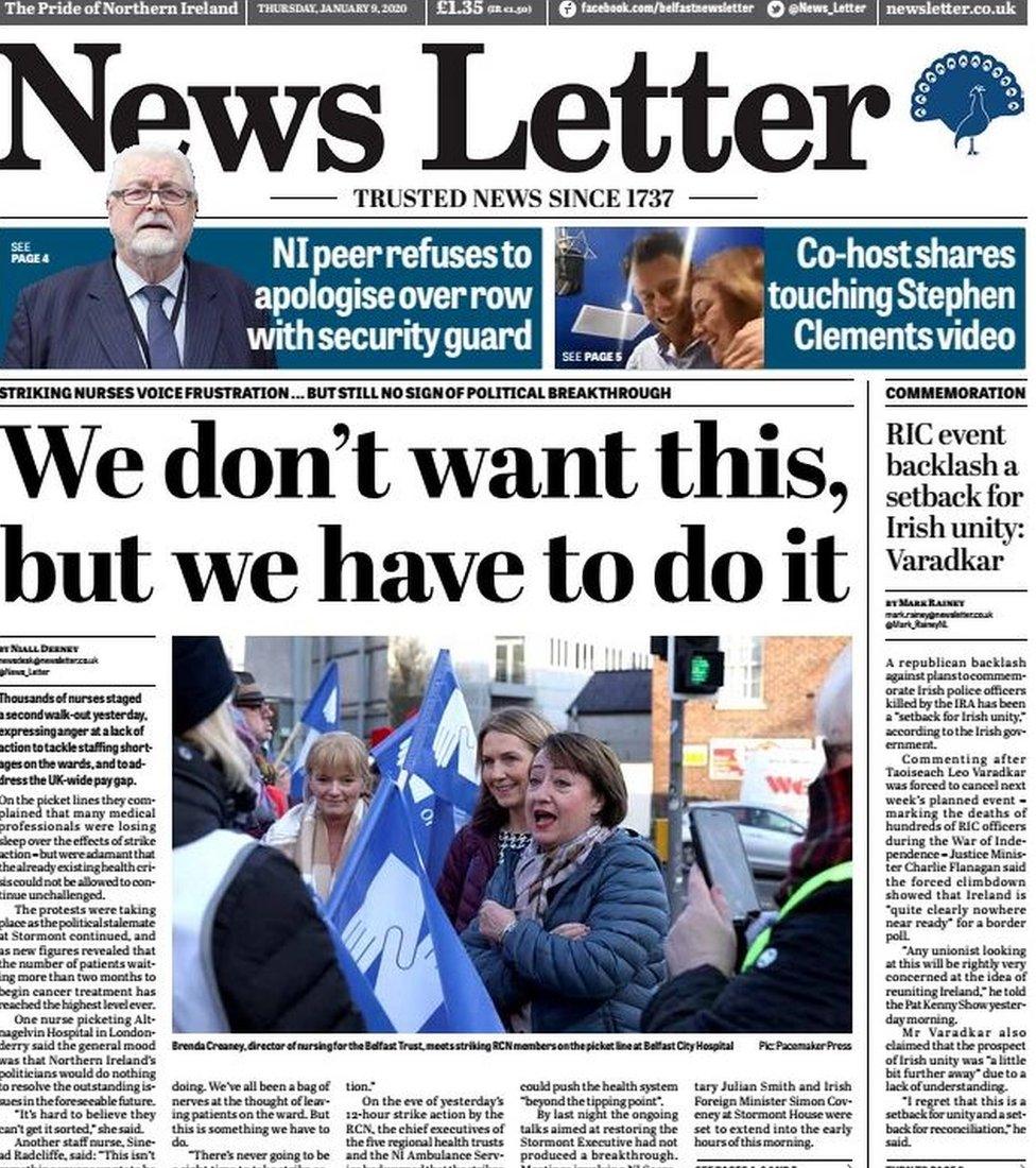 NI Newspaper review: Nurses' strike and Royals step back - BBC News