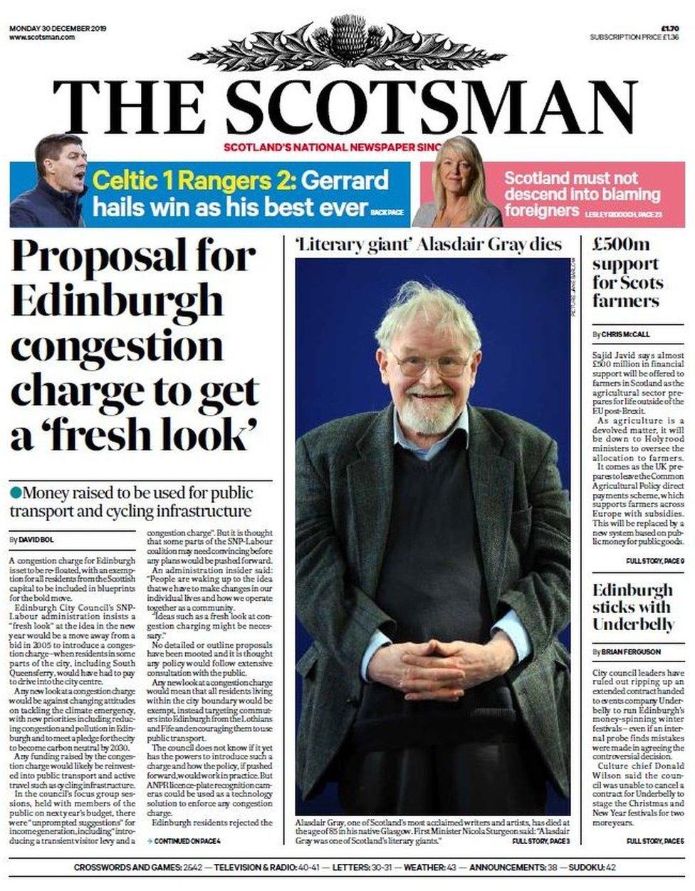 Scotland's papers: Exams review and tributes to Alasdair Gray - BBC News