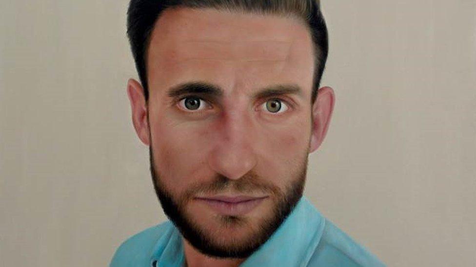 Refugee returns to painting 10 years after fleeing torture - BBC News