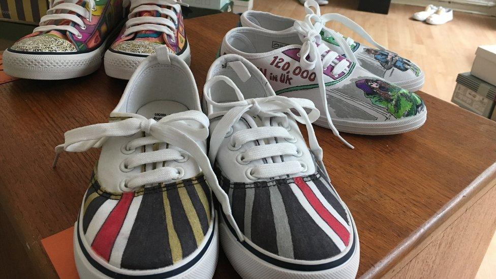 Nottingham Trent students' shoe art to aid homeless - BBC News