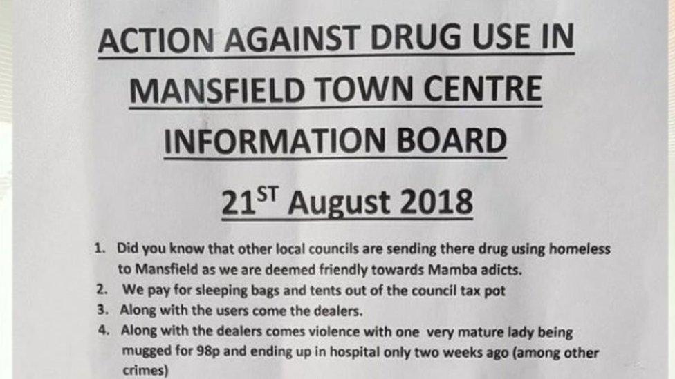 'Don't feed scum' written on Mansfield food bank sign - BBC News