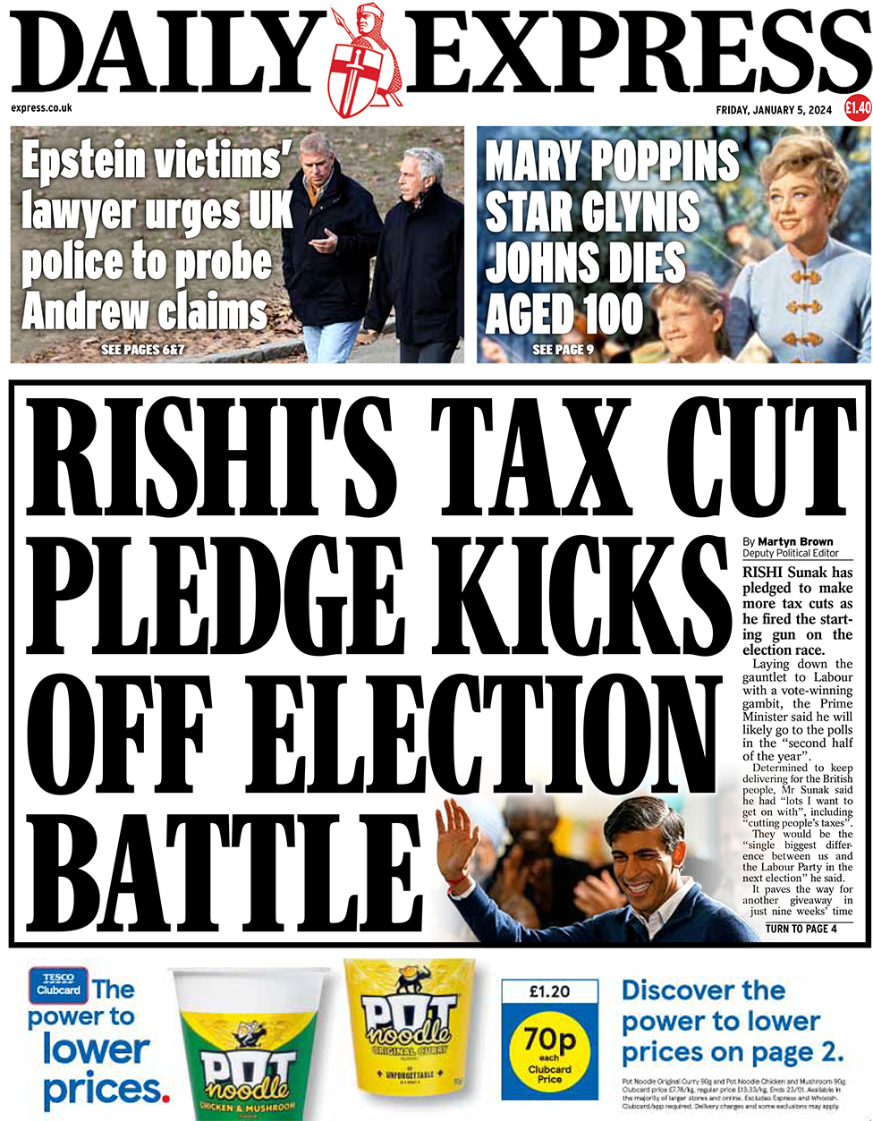 Newspaper headlines: Prince Andrew claims and 'no Labour tax cuts ...