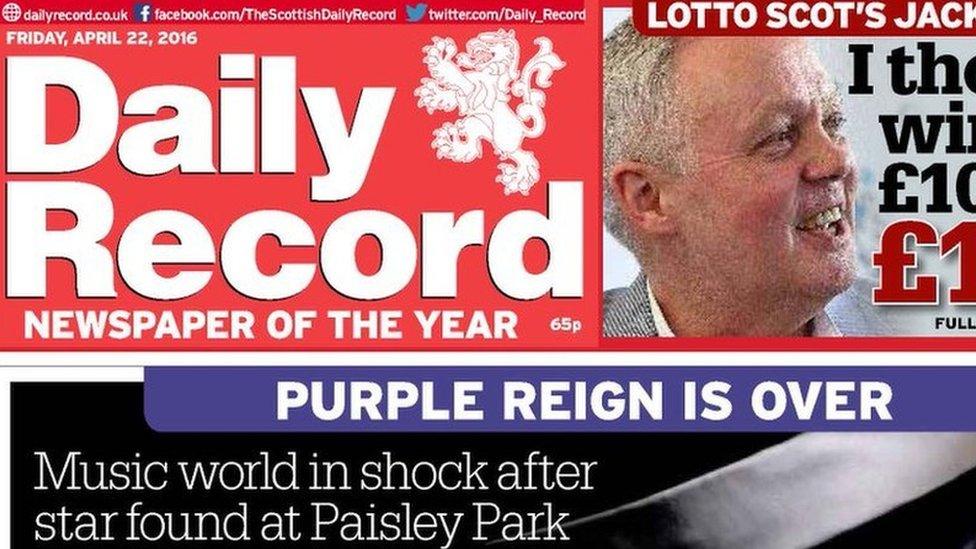 The Daily Record is named Scottish newspaper of the year - BBC News