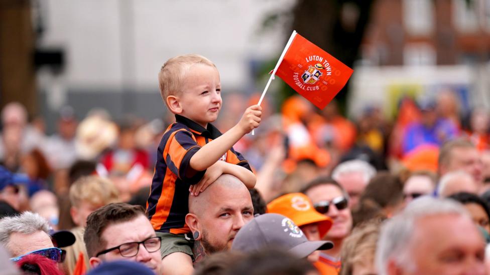 Luton Town celebrate promotion to the Premier League in style! - BBC ...