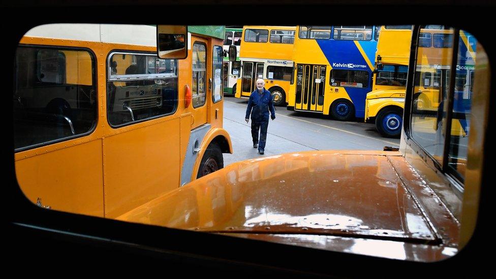In pictures: Inside Glasgow's vintage bus garage - BBC News