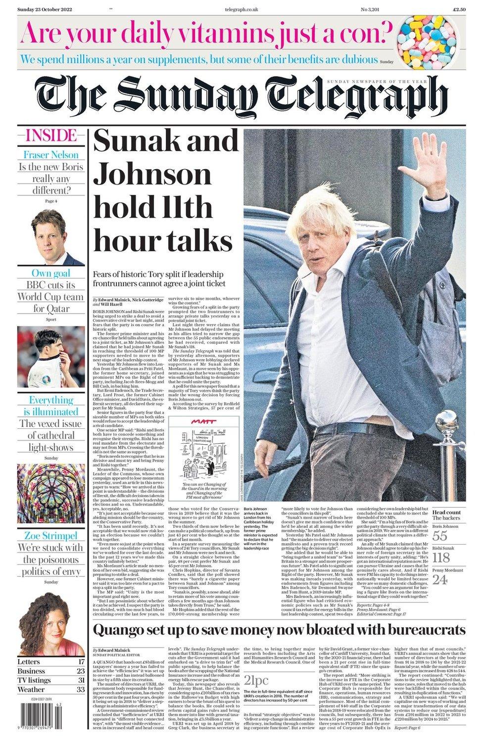 Scotland's papers: 'Nightmare' No10 and Johnson told to prove support ...