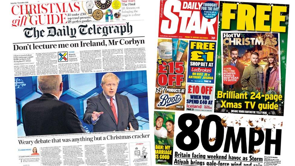Newspaper headlines: 'Weary TV debate' and 'weekend storm havoc' - BBC News