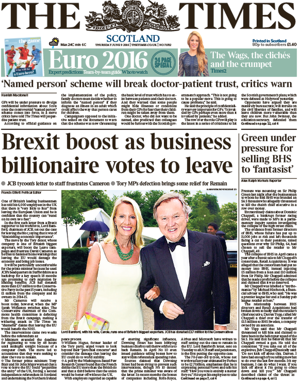 Scotland's front pages: Brexit job claims and rapist rehoming plan ...