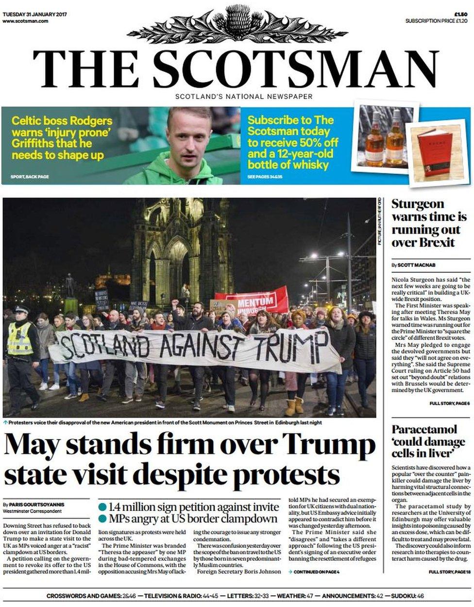 Scotland's papers: Trump protests and state visit row - BBC News