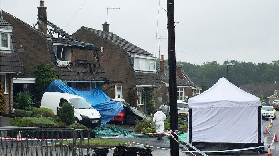 Derbyshire explosion: Female victim died of stab wounds - BBC News