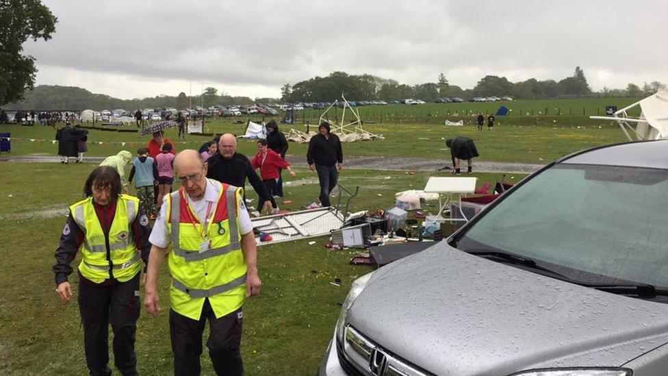 'Mini tornado' wrecks Cornhill Highland Games - BBC News
