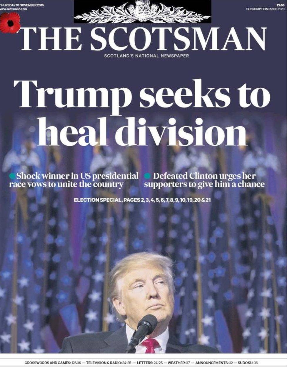 Scotland's papers: Simpsons' prediction and Trump's 'revenge' - BBC News