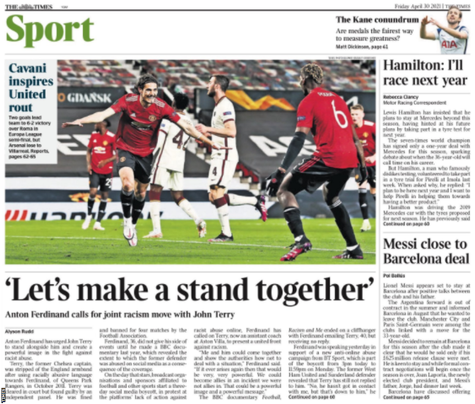 Friday's back pages - BBC Sport