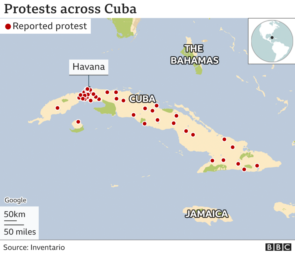 Cuba protests: Arrests after thousands rally against government - BBC News