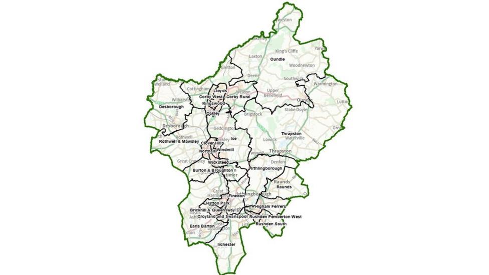 Plans for new North Northamptonshire boundary map revealed - BBC News